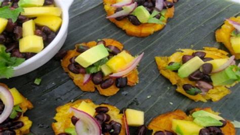 Patacones With Black Beans Mango And Avocado Recipe