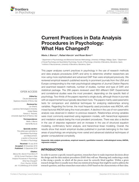 Pdf Current Practices In Data Analysis Procedures In Psychology What
