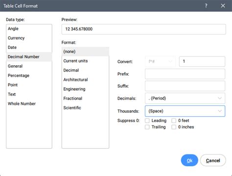 Table Cell Format Dialog Box BricsCAD Lite Pro Bricsys Help Center