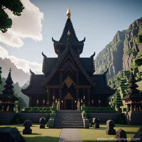Norse Temple In Minecraft Landscape Stable Diffusion Online