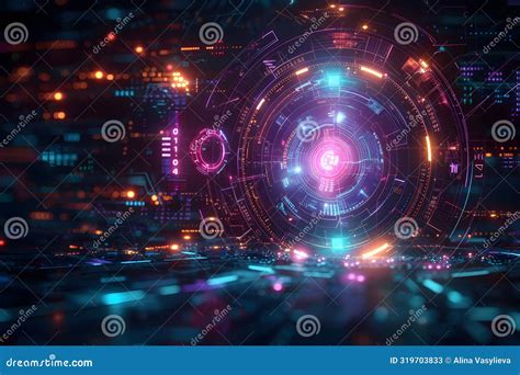 Background With Technological Digital Data Interface Elements Schematics Chains And Numbers