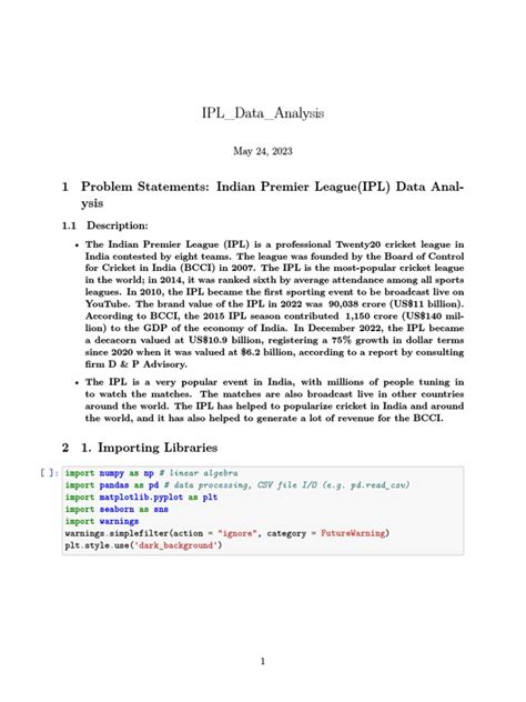 Ipl Data Analysis Pdf Bowling Cricket Summer Sports