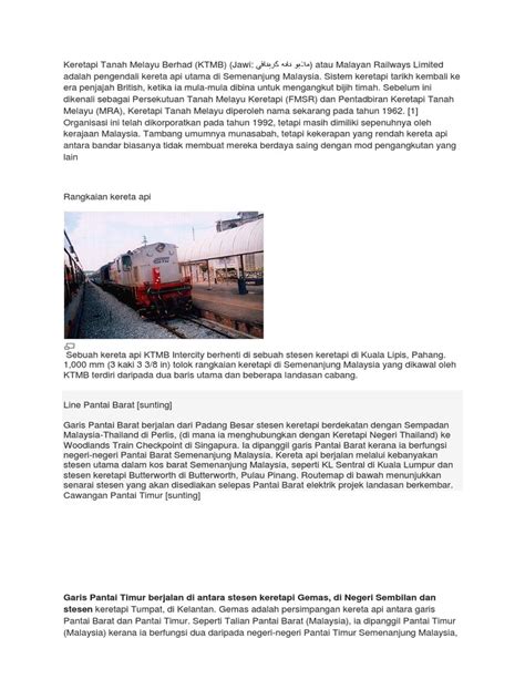 Keretapi Tanah Melayu Berhad Pdf