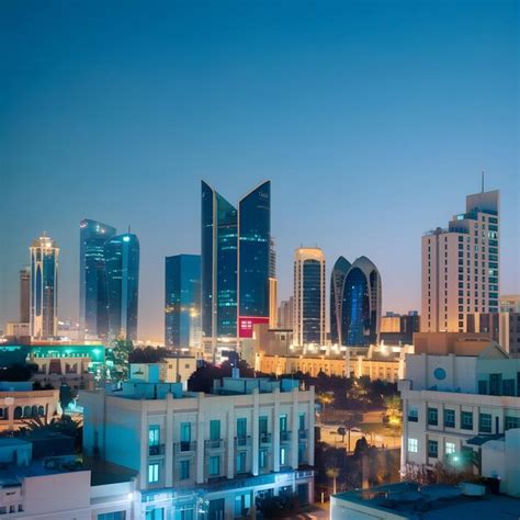 A Stunning Photo Of Kuwait Modern City Which Skyline Buildings Looks