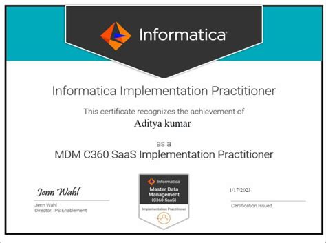 Aditya Kumar On Linkedin I Completed The Informatica Mdm C360 Saas Implementation Practitioner…