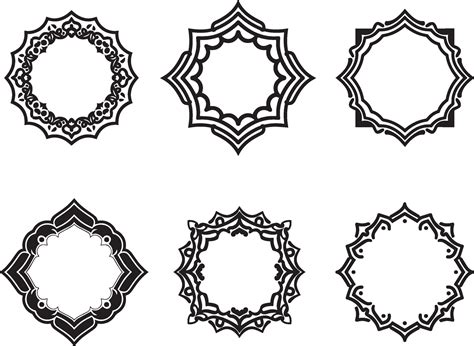 Set Of Black Islamic Frames Shapes Badges 40735160 Vector Art At Vecteezy