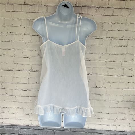 Victorias Secret Sheer Lace Lingerie White Top Size Gem