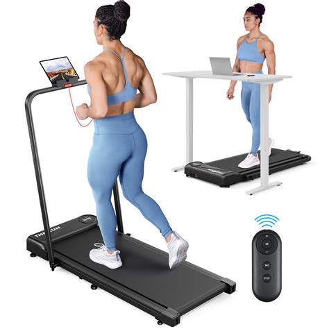 Therun 2 5hp Treadmill 2 In 1 Under Desk Walking Pad Treadmill Electric Compact Space Folding