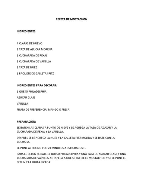Receta De Mostachon Pdf
