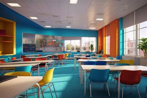 Classroom With Flexible Learning Spaces Premium Ai Generated Image