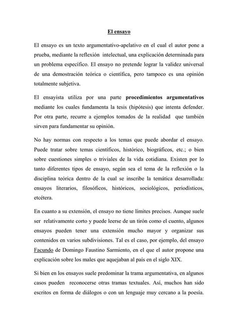 Ejemplo De Un Ensayo Argumentativo Y Sus Partes