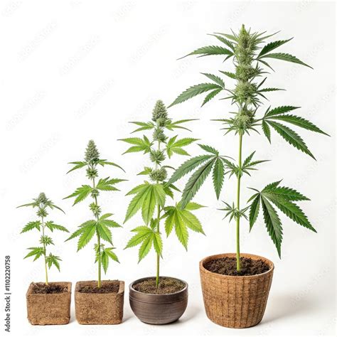 Stylized Cartoonish Spritesheet Featuring Cannabis Plants In Various