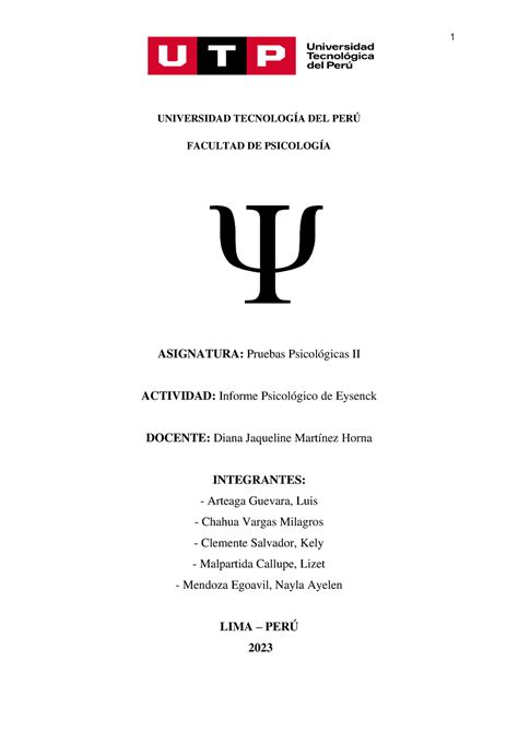 Ta 3 Pruebas Psic Sdadasdasd Universidad TecnologÍa Del PerÚ