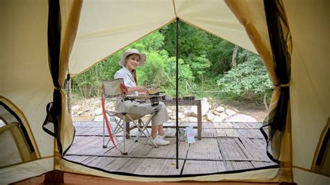 Attractive Asian Woman Enjoy Camping Alone In The Beautiful Wild Nature