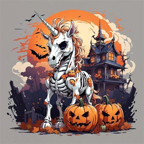 Monster Unicorn Skeleton Celebrating Halloween 3 Premium Ai Generated