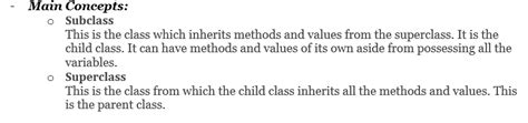 solved main concepts o subclass this is the class which