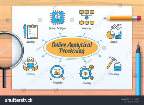 Online Analytical Processing Chart Icons Keywords Stock Vector Royalty