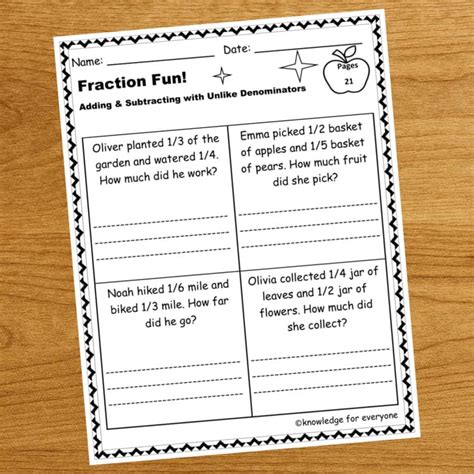 Adding And Subtracting Fractions With Unlike Denominators Word Problems