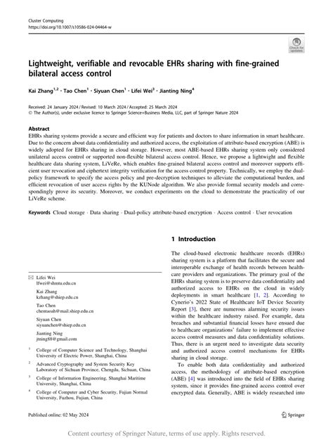 Lightweight Verifiable And Revocable Ehrs Sharing With Fine Grained