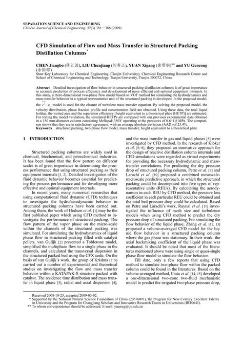 pdf cfd simulation of flow and mass transfer in structured packing