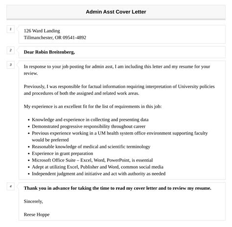 Admin Asst Cover Letter Velvet Jobs