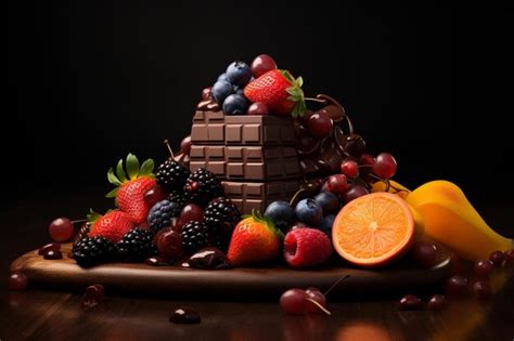 Premium Ai Image Chocholate With Fruits