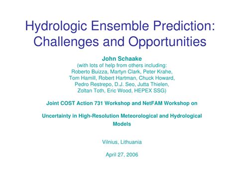 Pdf Hydrologic Ensemble Prediction Challenges And Opportunities