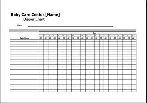 Diaper Log Template