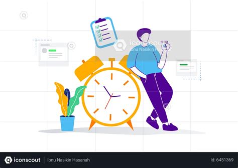 Man With Proper Time Management Skills Illustration Free Download
