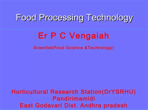 Food Processing Technology Ppt