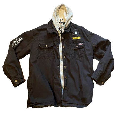 Dickies Work Jacket Zip Up Hoodie With Patches Depop