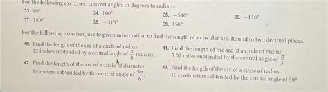 Solved For The Following Exercises Convert Angles In Chegg