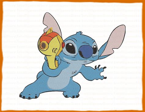 Gun Lilo And Stitch Filled Embroidery Design 4 Instant Etsy