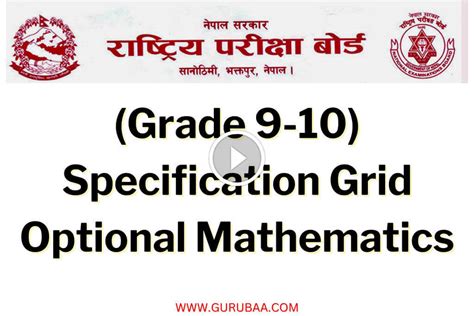 Grade 9 10specification Grid Optional Mathematics Gurubaa Learn