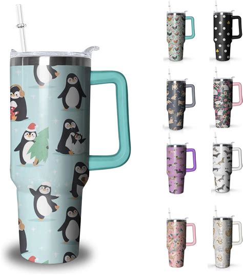 Cute Penguin Tumbler With Handle And Straw 40 Oz