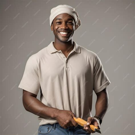 Premium Photo Ssmiling Black Male Mason Standing