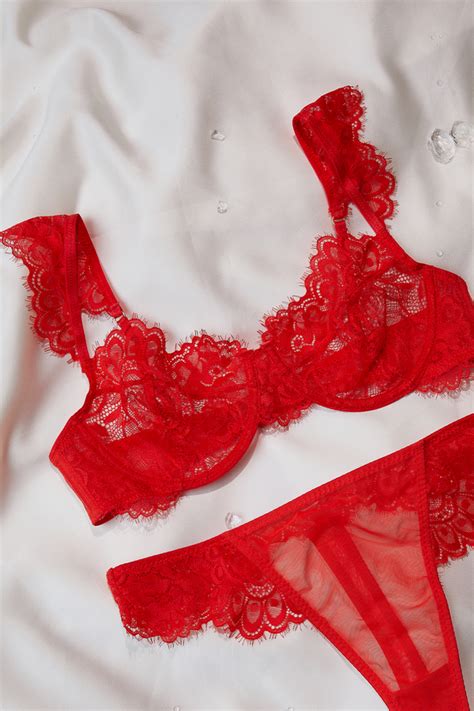 Red Lace Lingerie Set Sexy Christmas Lingerie Set Moxy