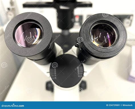 Close Up Shot Of The Ocular Lens Or The Eyepieces Of A Microscope In