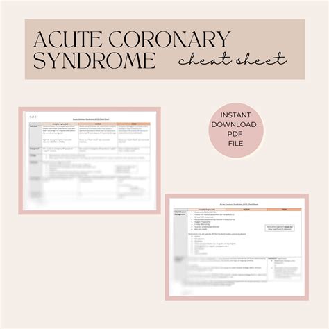 Acute Coronary Syndrome Cheat Sheet Cardiac Cheat Sheet Etsy Canada