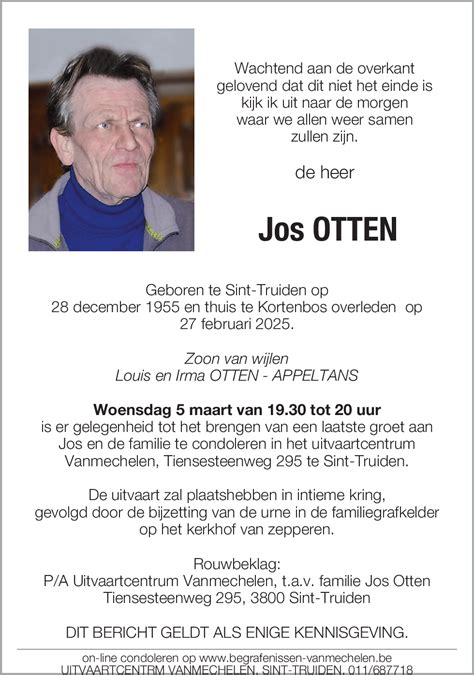 Jos Otten † 27022025 Inmemoriam