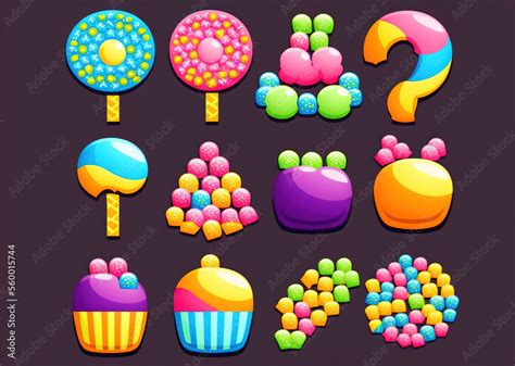 Candy Sprite Sheet And Candy Crush Style Generative Ai Stock Illustration