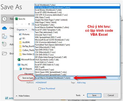 Cách Lưu File Dạng Excel Macro Enabled Workbook