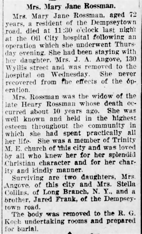 Mary Jane Frank Rossman