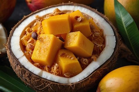 Spiced Mango Coconut Lass Premium Ai Generated Image