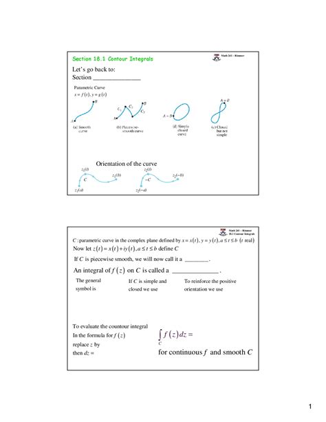 Contour Integrals Lecture Slides Math 241 Docsity