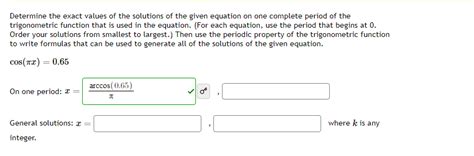 Solved Determine The Exact Values Of The Solutions Of The Chegg