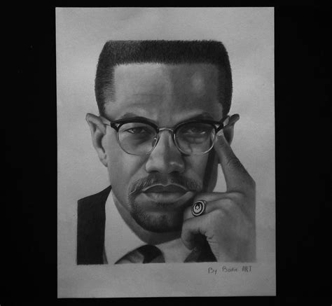 Malcom X Drawing By Badie Art Drawings Portrait Art