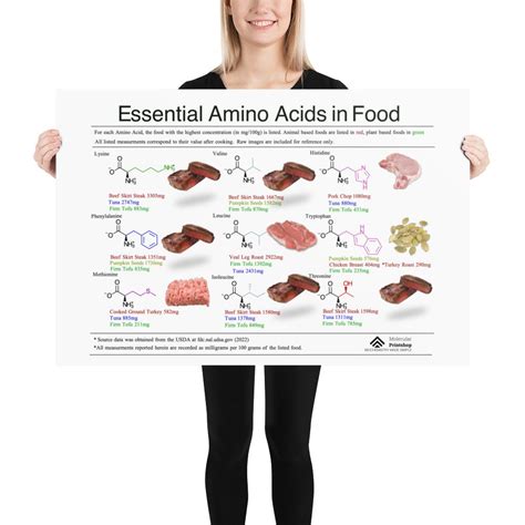 Essential Amino Acids Poster Nutritional Biochemistry Nine Essential