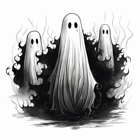 Funny Halloween Ghost Cartoon Specter Stock Illustration Illustration