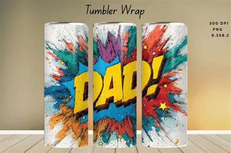 Comic Book Dad Explosion Skinny Tumbler Graphic By Cut File · Creative